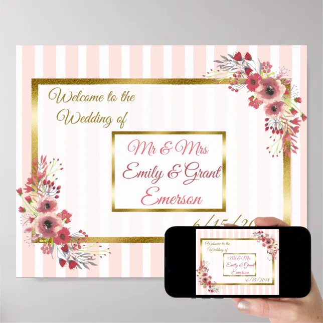 Custom Welcome to the Wedding of (Add Names) Poster | Zazzle