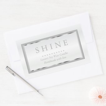 Custom White and Silver Rectangular Sticker | Zazzle