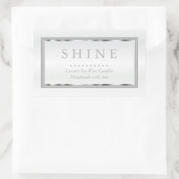 Custom White and Silver Rectangular Sticker | Zazzle