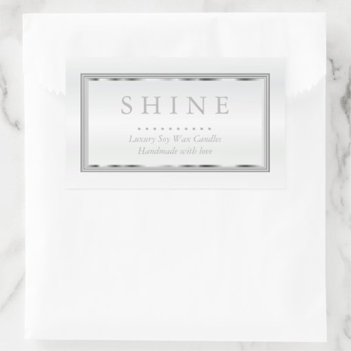 Custom White and Silver Rectangular Sticker | Zazzle
