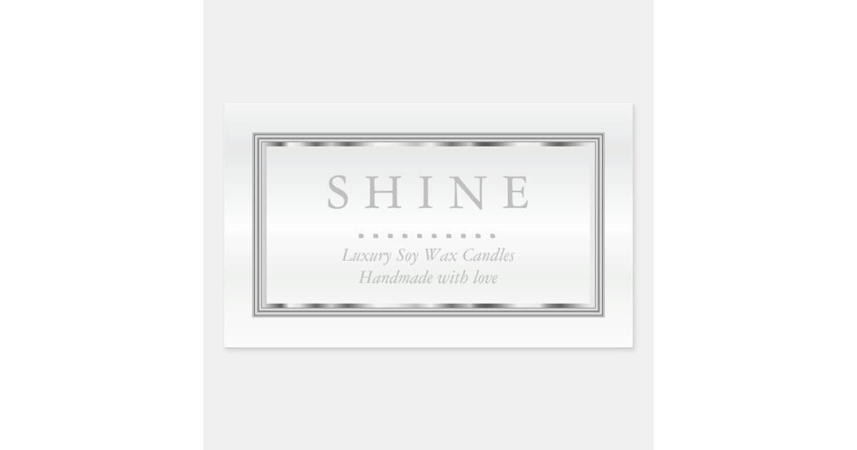 Custom White and Silver Rectangular Sticker | Zazzle