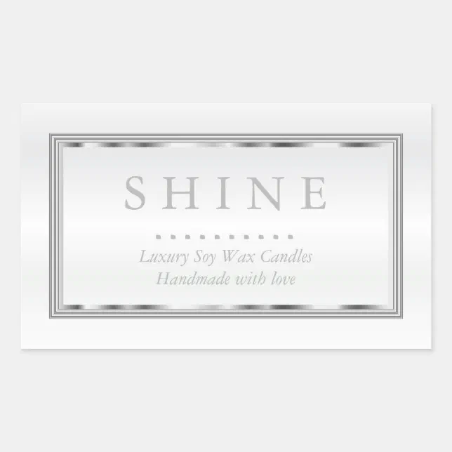 Custom White and Silver Rectangular Sticker | Zazzle