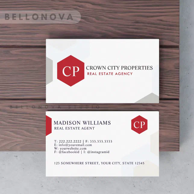 Custom White Black Red Real Estate Agent Business Card | Zazzle