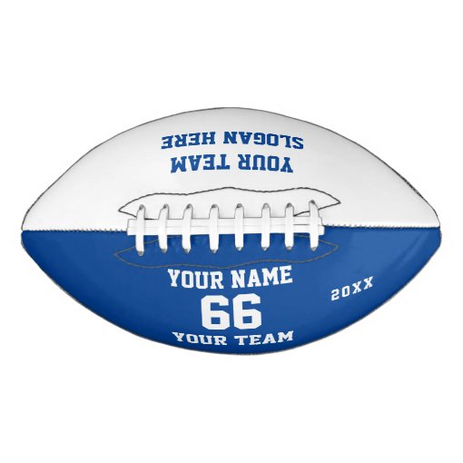 Custom white blue Football with Name, Number, Team | Zazzle