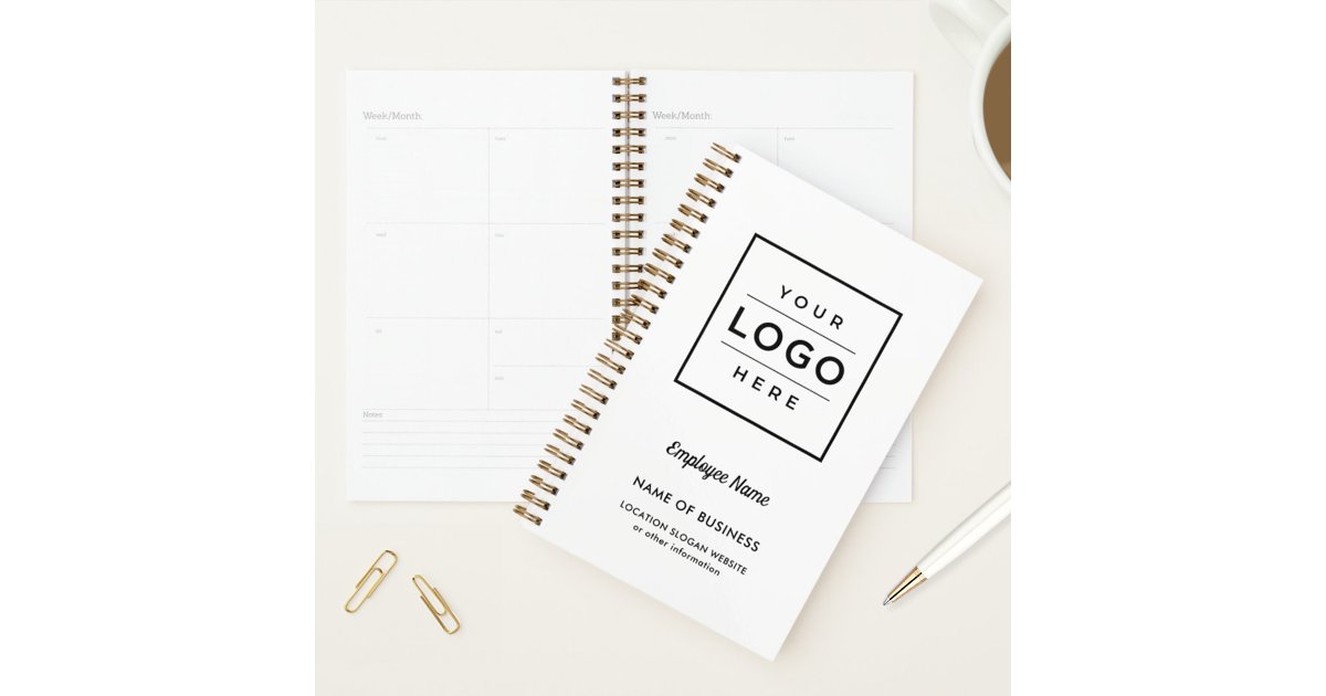 Custom White Business Logo and Employee Name Planner | Zazzle