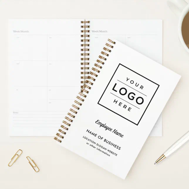 Custom White Business Logo and Employee Name Planner | Zazzle