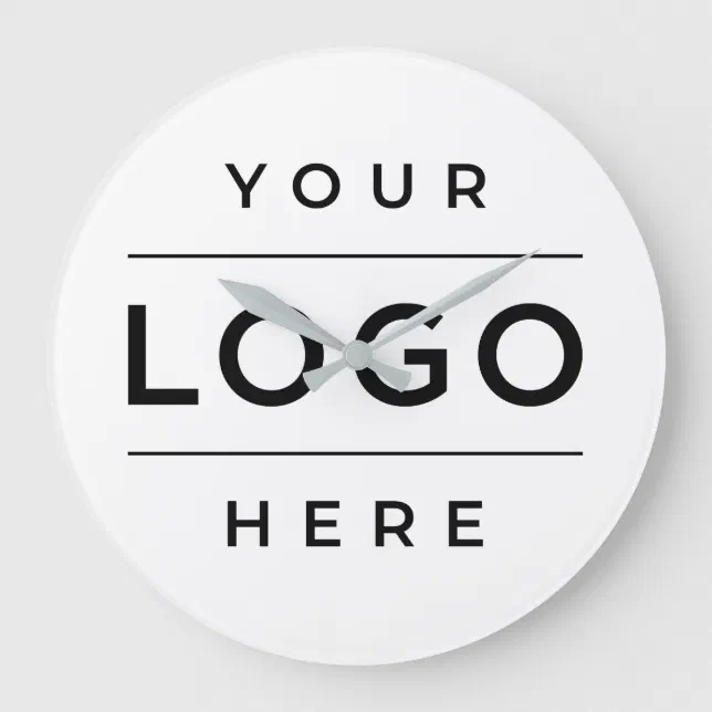 Custom White Business Logo Company Branded Large Clock | Zazzle