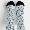 Custom White Floral Light Dark Blue Flowers Socks | Zazzle