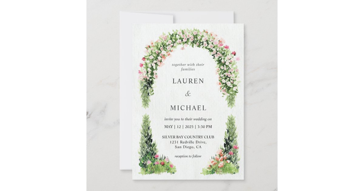 Custom White Floral Monet's Garden Wedding Invitation | Zazzle