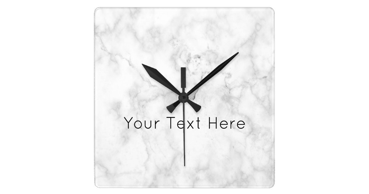 Custom White marble Acrylic Square Clock | Zazzle.com