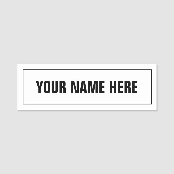 Custom white name badge pin back tag for office | Zazzle