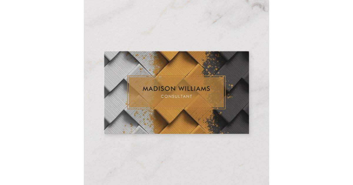 Custom White Yellow Black Fancy Professional Business Card | Zazzle