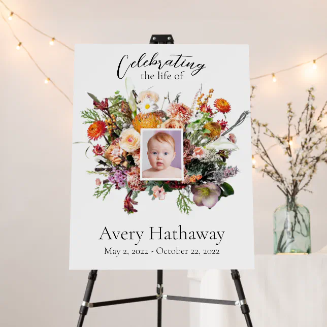 Custom Wildflower Photo Funeral Memorial Sign | Zazzle