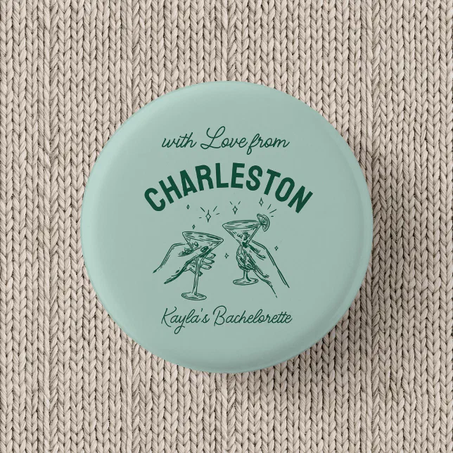 Custom With Love from Destination Bachelorette Button | Zazzle