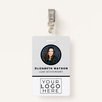 Custom With QR Code Your Logo Company Employee ID Badge | Zazzle