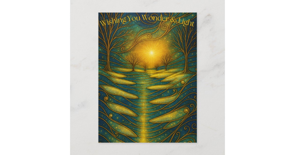 Custom Wonder & Light Secular Holiday Postcard | Zazzle