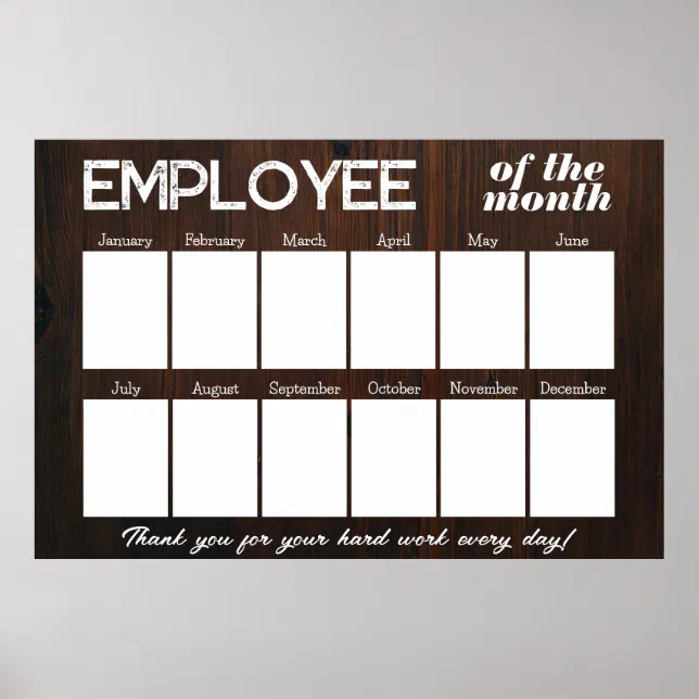 Custom wood photo employee of the month display poster | Zazzle