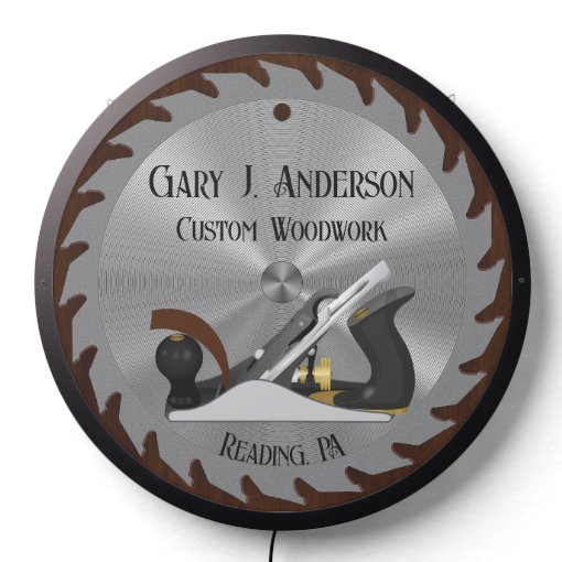 Custom Woodwork Saw Blade Planer LED Sign | Zazzle