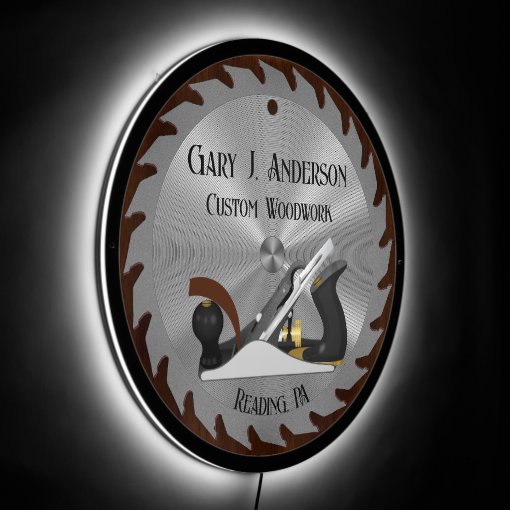 Custom Woodwork Saw Blade Planer LED Sign | Zazzle