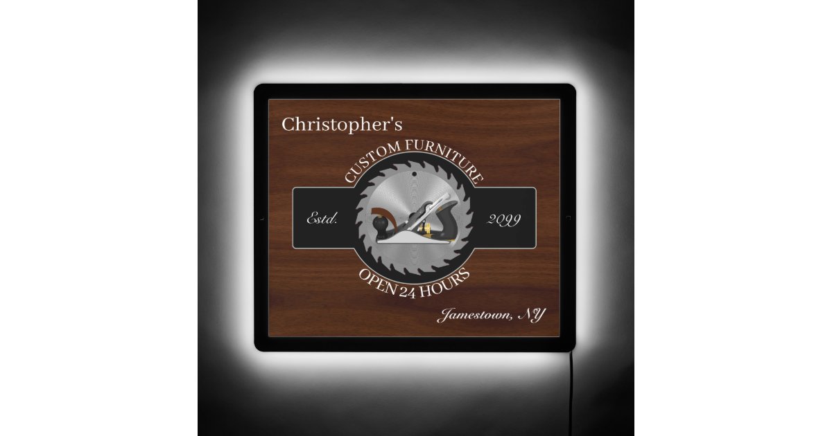 Custom Woodworking Furniture Carpenter LED Sign | Zazzle