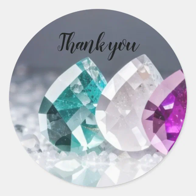Custom Words Triple Shiny Gems Classic Round Sticker | Zazzle