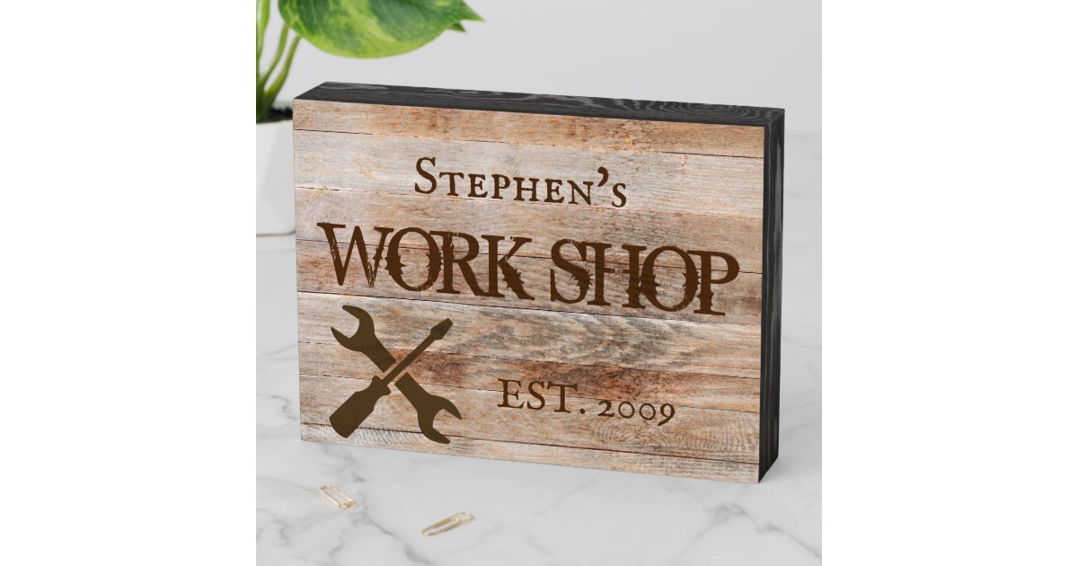 Custom Work Shop Tools Man Cave Personalized Gift Wooden Box Sign | Zazzle
