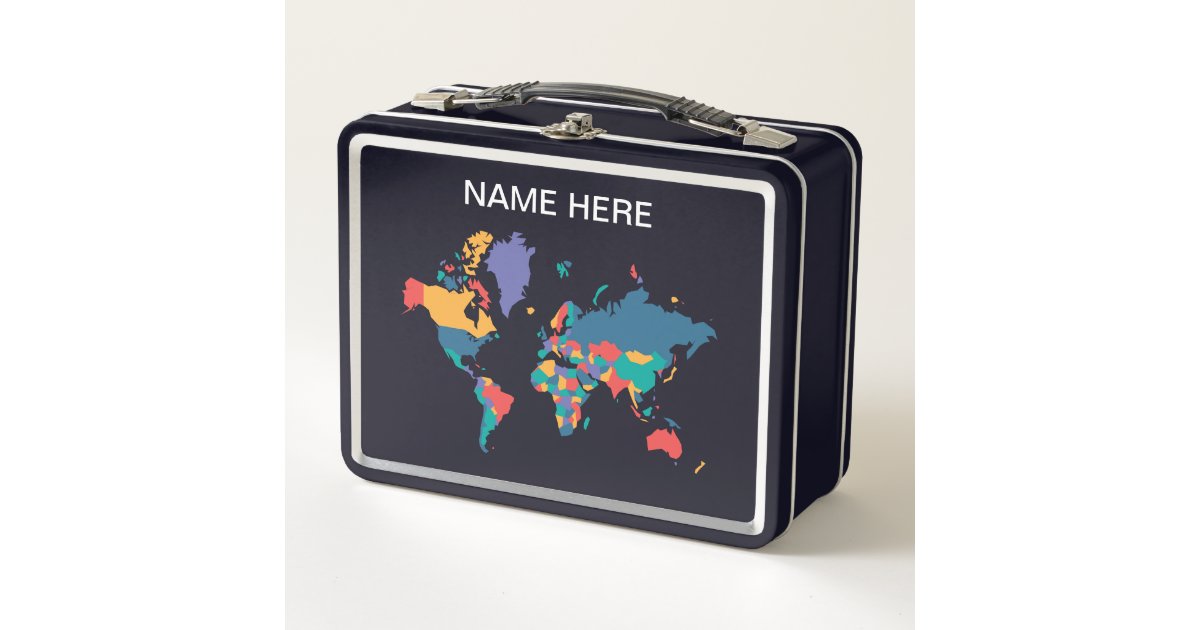 CUSTOM world map lunch box | Zazzle