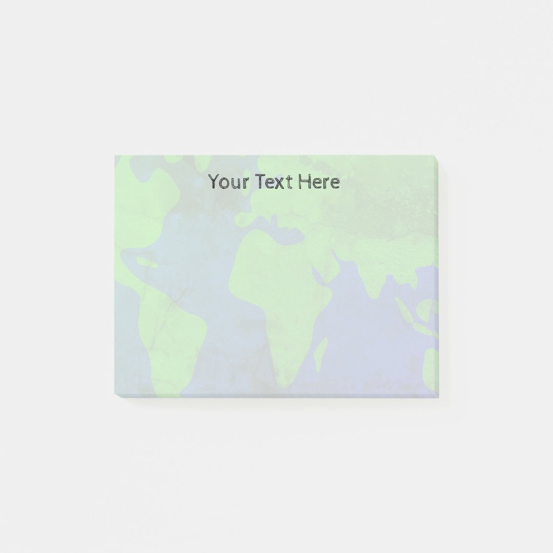 Custom world map planet earth watermark image post-it notes | Zazzle