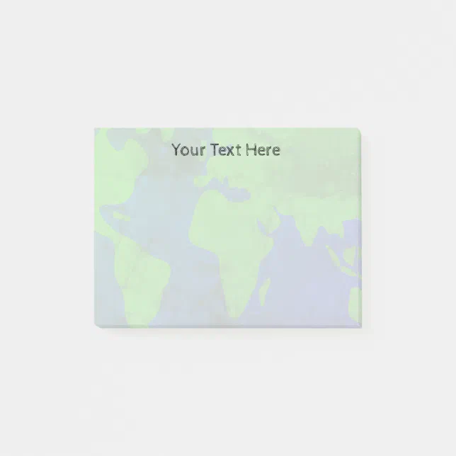 Custom world map planet earth watermark image post-it notes | Zazzle