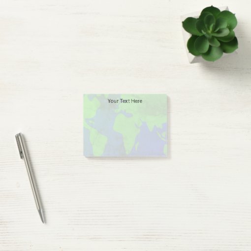 Custom world map planet earth watermark image post-it notes | Zazzle
