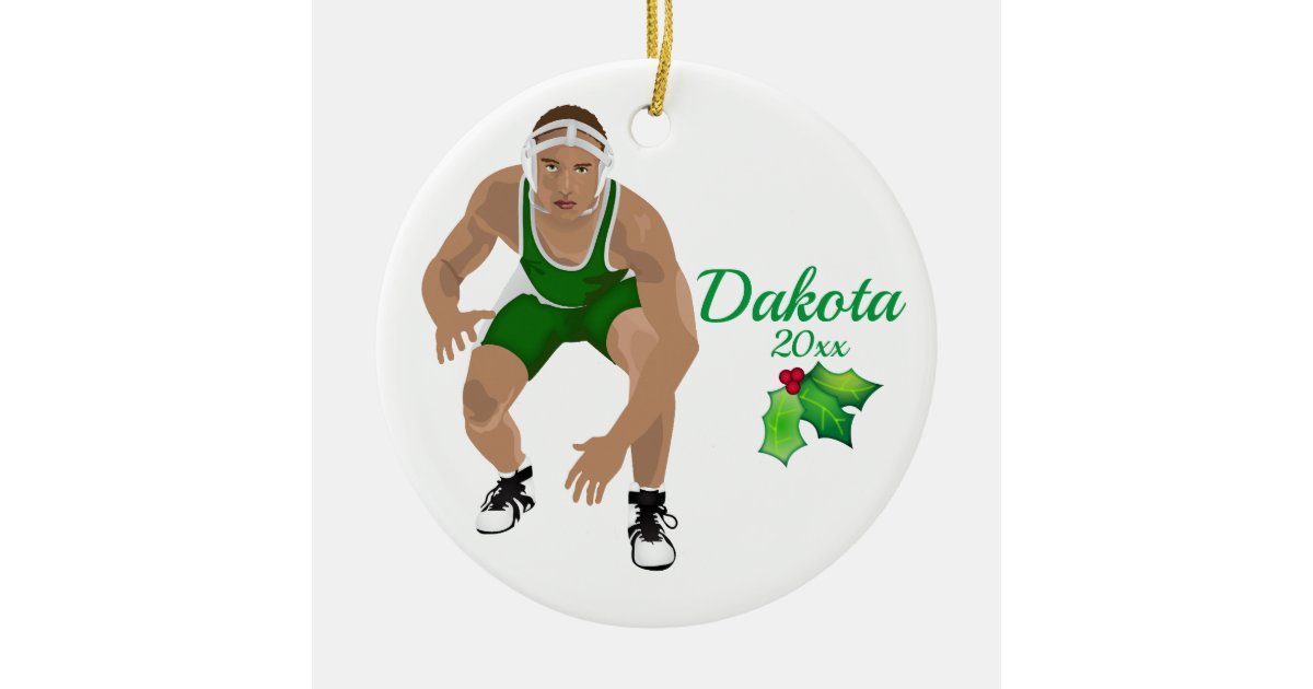 Custom Wrestling Christmas Ornament Green | Zazzle