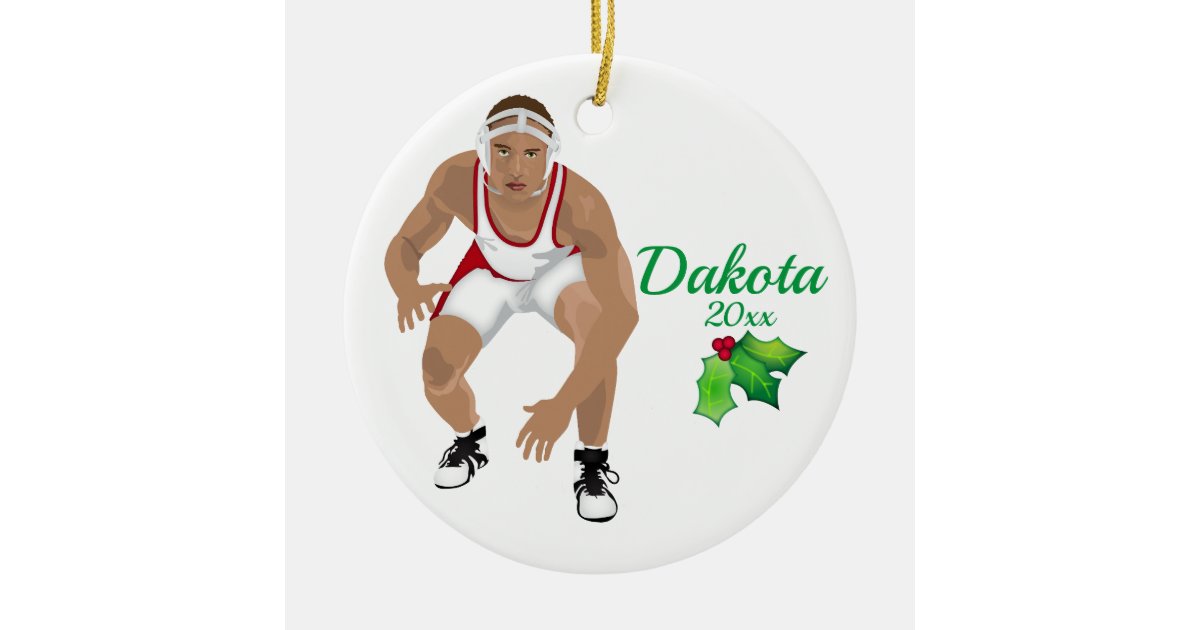 Custom Wrestling Christmas Ornament White - Red | Zazzle