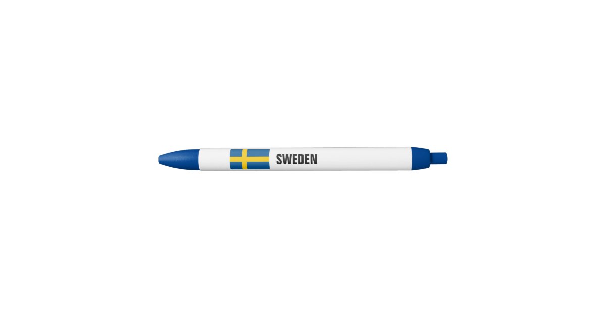 Custom writing pens with Swedish flag of Sweden | Zazzle