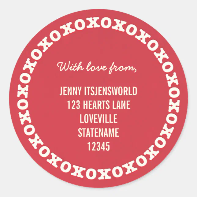 Custom XOXO Address Sticker | Red | Zazzle