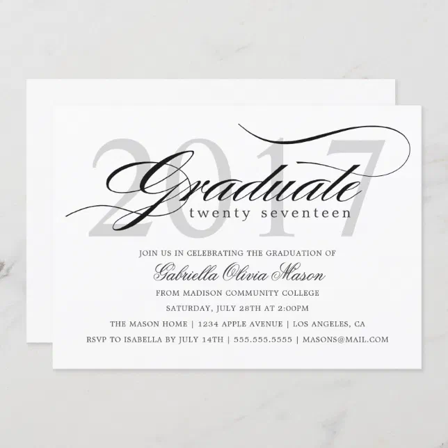 Custom Year Elegant Graduate Graduation Party Invitation | Zazzle