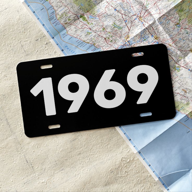 Custom year number car license plate 1969 | Zazzle