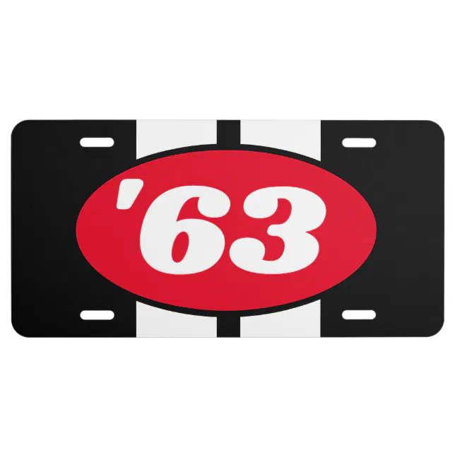 Custom year racing stripes hot rod muscle car license plate | Zazzle