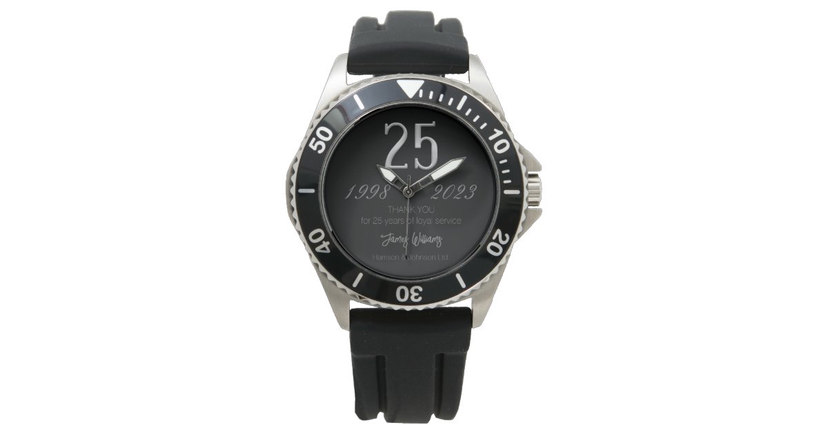 Custom Year Thanks 25th Anniversary Employee Work Watch | Zazzle