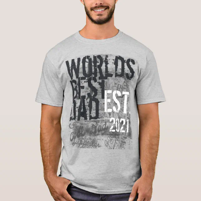 Custom Year World's Best Dad Grunge Father's Day T-Shirt | Zazzle
