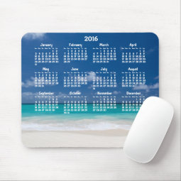 Custom Yearly Calendar 2016 Mouse Pad Beach | Zazzle