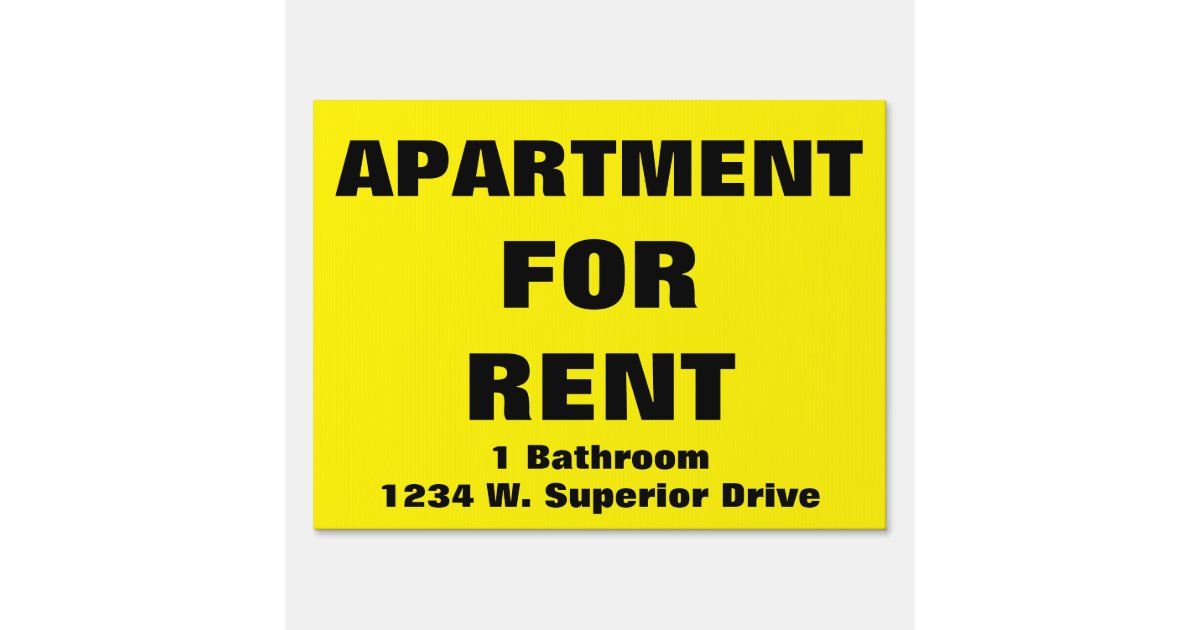 Custom Yellow Apartment for rent with address Sign | Zazzle