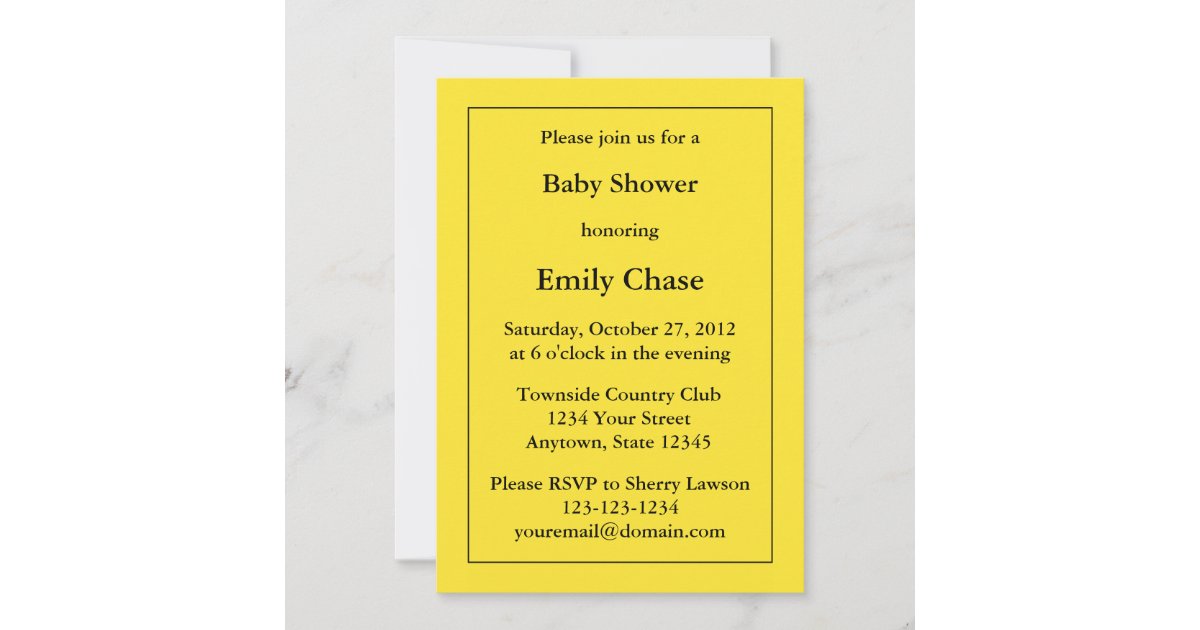 Custom Yellow Baby Shower Invitation | Zazzle