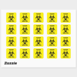 Custom Yellow Biohazard Symbol Warning Sign Square Sticker | Zazzle