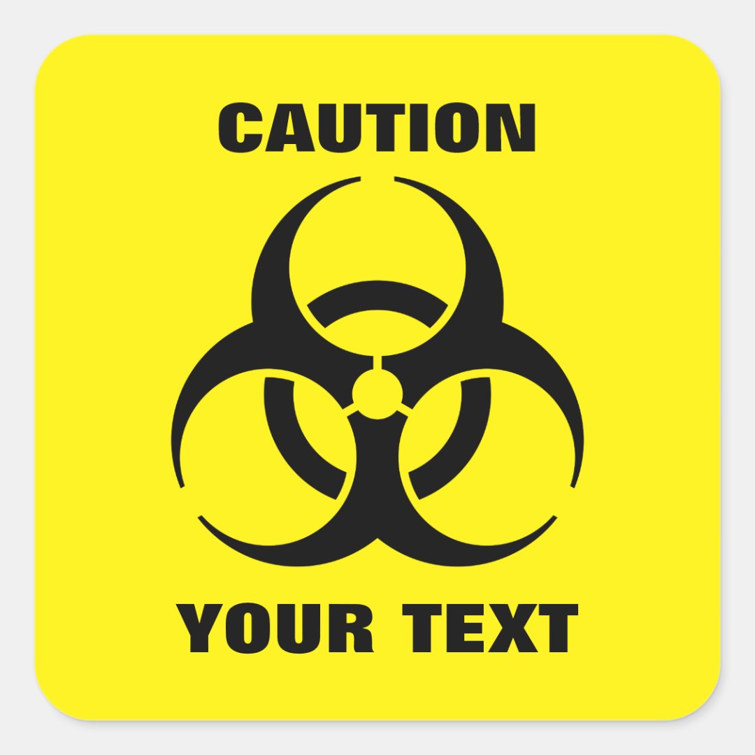 Custom Yellow Biohazard Symbol Warning Sign Square Sticker | Zazzle
