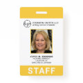 Custom Yellow Business Logo Photo ID Employee Badge | Zazzle