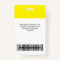 Custom Yellow Employee Photo, Bar Code, Logo, Name Badge | Zazzle