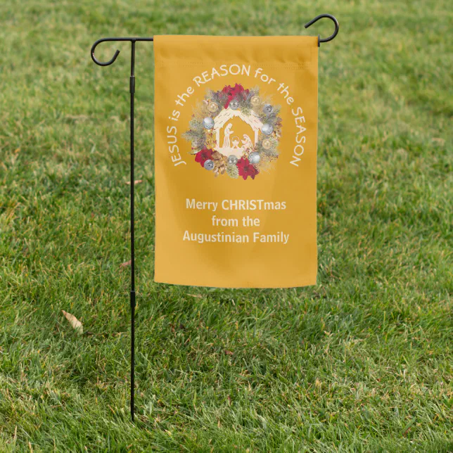 Custom Yellow JESUS IS THE REASON Christmas Garden Flag | Zazzle