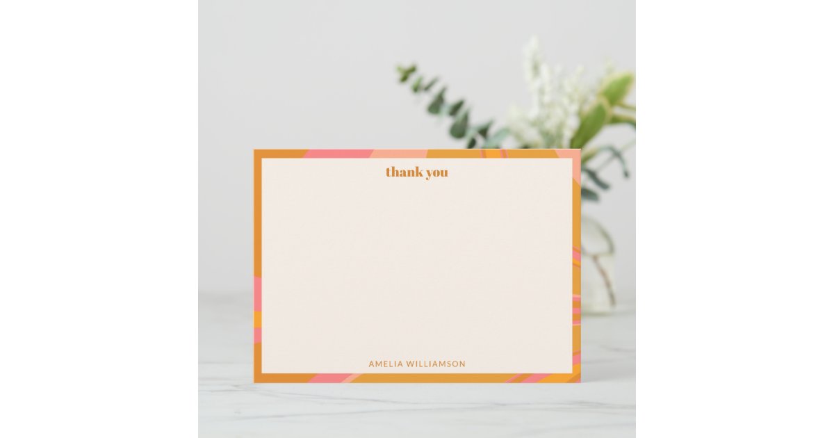 Custom Yellow Orange Pink Marble Bridal Shower Thank You Card | Zazzle