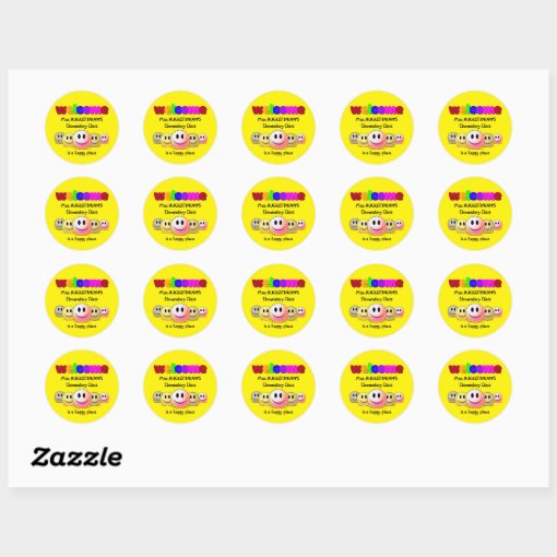 Custom Yellow Teachers Class Welcome Classic Round Sticker | Zazzle
