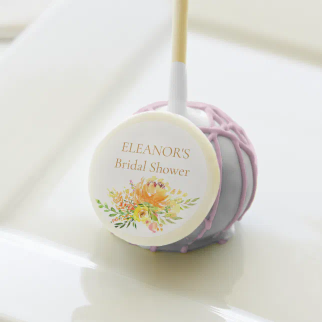 Custom Yellow Watercolor Floral Bridal Shower Cake Pops | Zazzle
